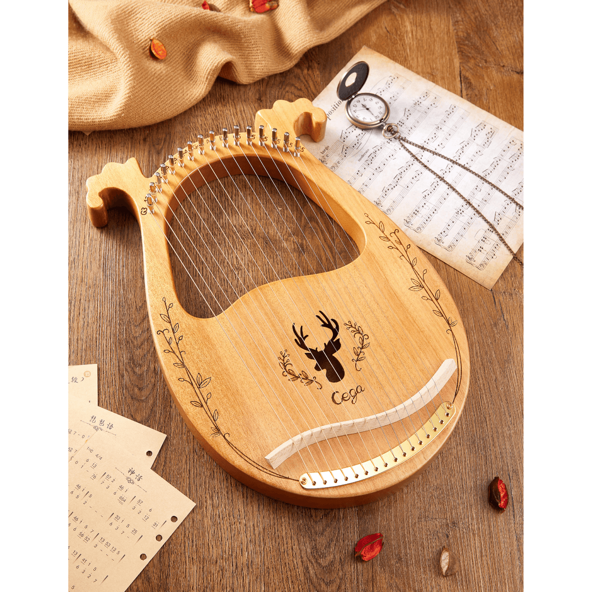 Lyre Harp 16 String CEGA Classic Mahogany w/Bag